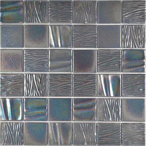 Mosaic Tile Ceramic Black Chrome Iridescent Structure Mosaic Tile ...