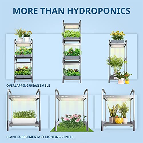 FAFAGRASS Hydroponics Growing System 12 Pods Stackable Indoor Garden with 6L Removable Tank ...