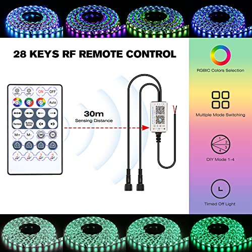 Snapklik.com : HUSUKU Dream Color LED Boat Strip Lights, 2x164ft RF ...