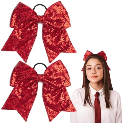 Amazon.com : 2 Packs Jumbo Cheerleading Bow 8 Inch Cheer Hair Bows ...