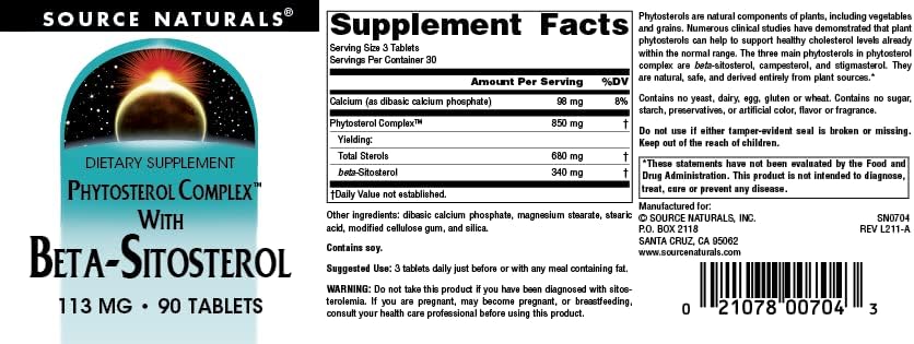 Source Naturals Complejo de fitosterol con beta-sitosterol, apoya ...