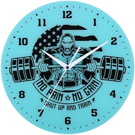 Amazon.com: CIGERA 12 Inch Gym Wall Clocks with US Flag and Muscular ...