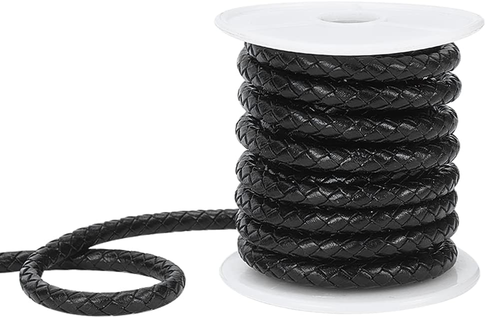 Amazon.com: Lystaii 5.5 Yards Genuine Leather Cord 4mm Round Braided ...