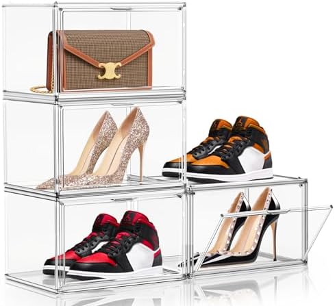 Amazon.com: EZJOB Clear Acrylic Shoe Storage Boxes Stackable Sneaker ...