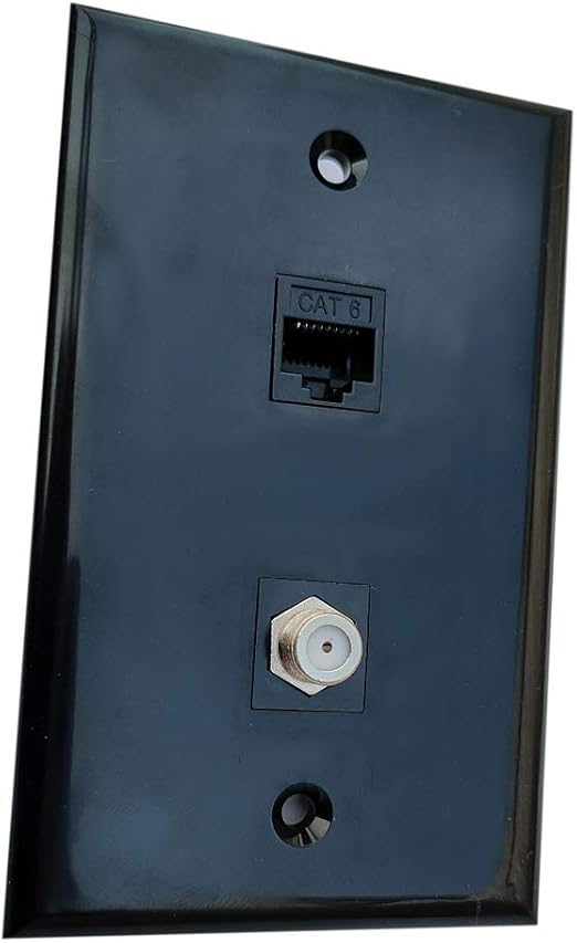 Amazon.com: BOPLAT 1 Gang Ethernet Coax Wall Plate Black - CAT6 RJ45 ...