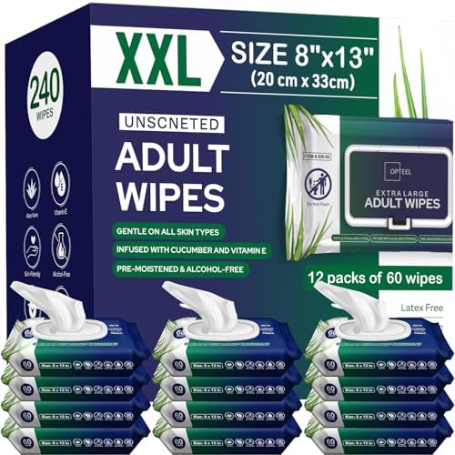Amazon.com: Adult Wipes For Elderly - 8"x13" 720ct (12 Packs of 60 ...