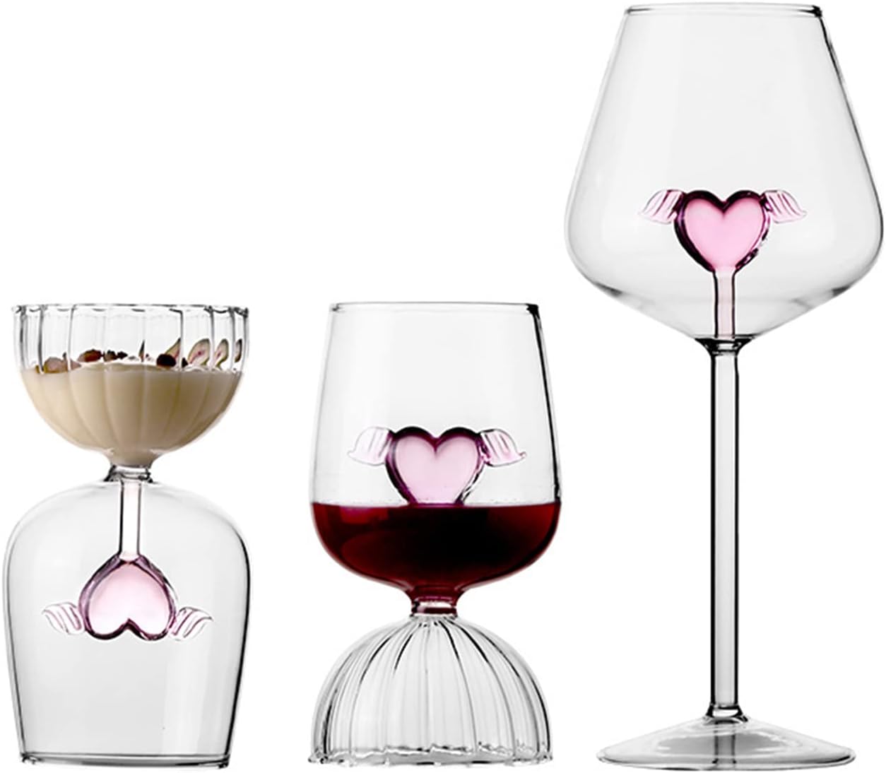 Pink Love – Copa de vino tinto de cristal, copas de vino románticas en ...