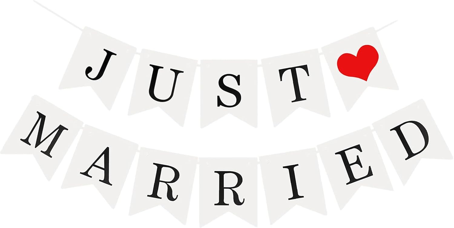Amazon.com: yafuidil Just Married Banner - Just Married Sign for ...