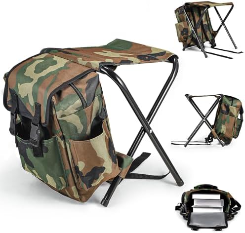 Zology Folding Camping Chair Stool Backpack with Cooler Insulated ...