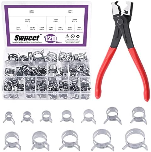 Swpeet 121Pcs 7-22mm Dacromet Spring Band Hose Clamps with CV Boot Hose ...