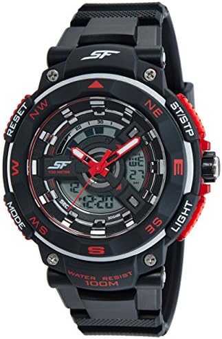 SF Zest Quartz Analog Digital Dial Black Polyurethane Strap Watch for ...