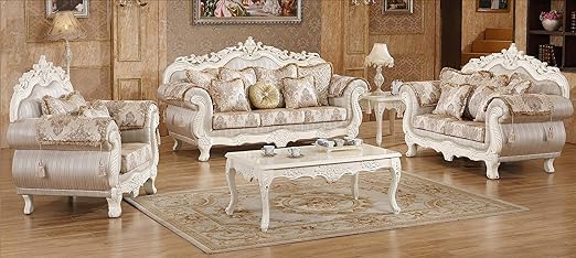 Muskan Arts Wooden Sofa Set for Living Room | Teak Wood White Finish ...