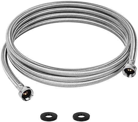 JUWO 12 FT Washing Machine Hoses, 3/4" FHT Stainless Steel Washer Hoses ...