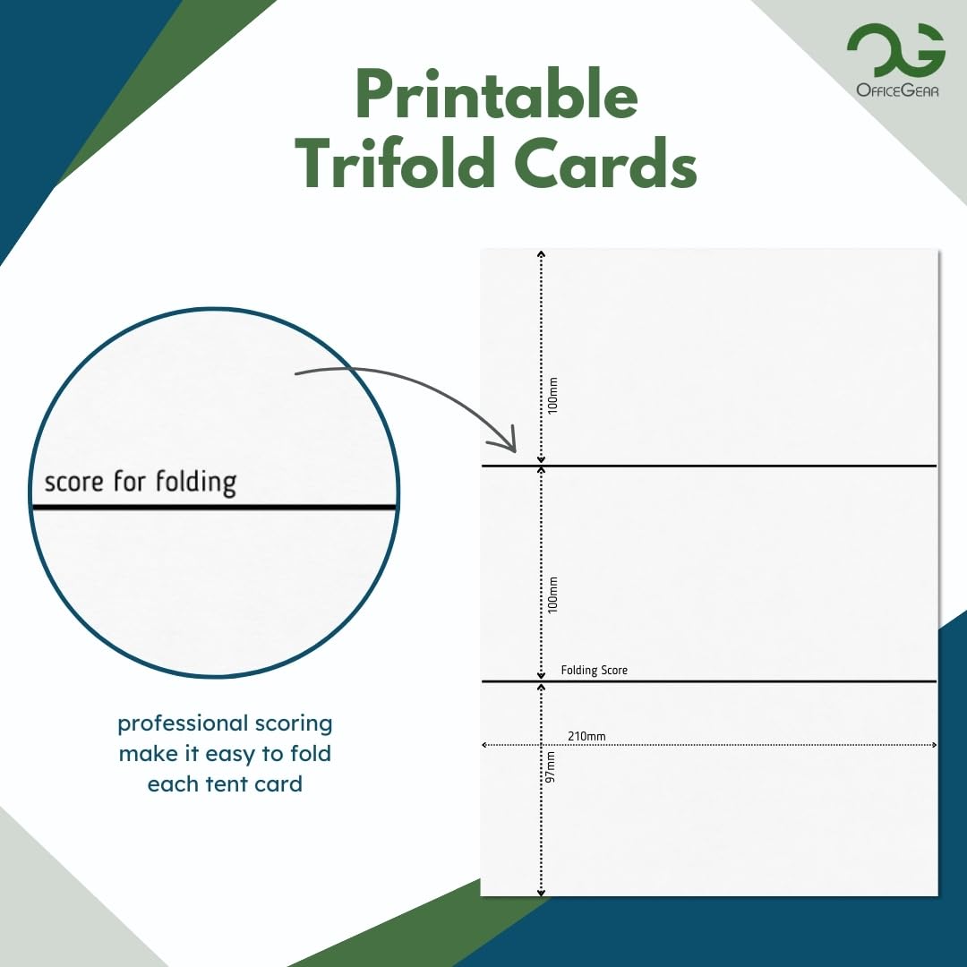 OfficeGear ZFold Trifold Menu Flyer Cards 1-up [55 Sheets – 55 Cards ...