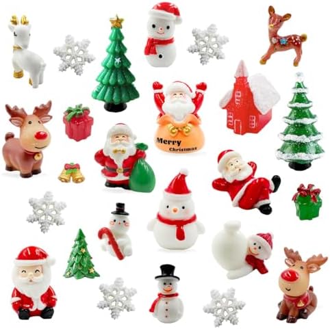 Amazon.com: Christmas Miniature Figurines, 25Pcs Winter Mini Resin ...