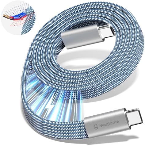 Amazon.co.jp: Magtame Flat Type C Cable, Magnetic Auto Storage, 240W/5A ...