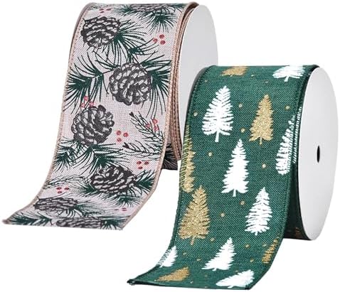 Amazon.com: Christmas Ribbons Wired 2.5 Inch Velvet Ribbon 2 Rolls 12 ...