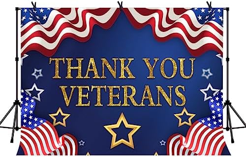 Amazon.com : LYLYCTY 7x5ft Thank You Veteran Backdrop, American Flag ...