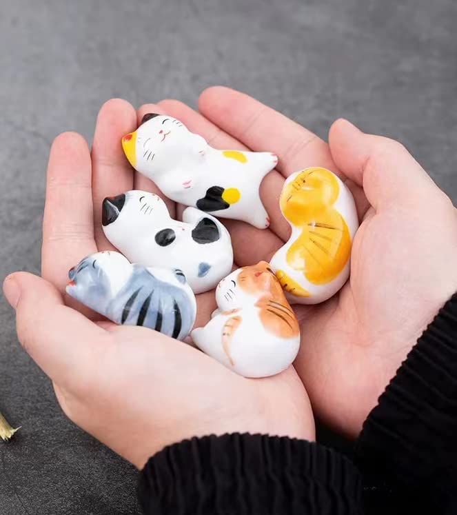 Ceramic Spoon Rest Cute Lucky Cat Chopsticks Holder (Set Of 4) Japanese ...
