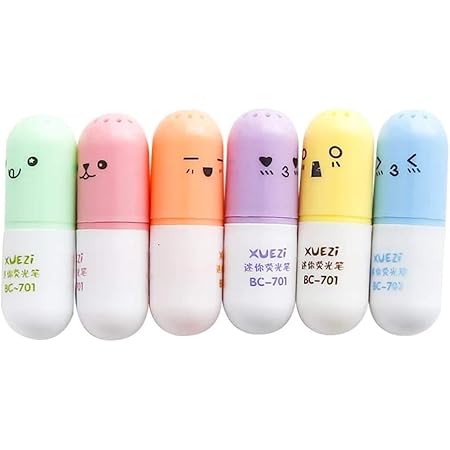 m s 6 Pcs Mini Capsule Shape Highlighter Color Marker Point liner ...