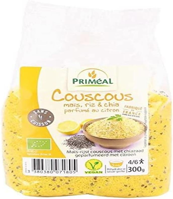 Priméal Couscous Maïs Riz + Chia Parfumé au Citron 300 g : Amazon.fr ...