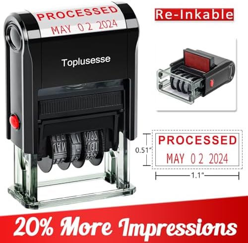 Amazon.com: Toplusesse Processed Stamp with Date Self Inking Date ...