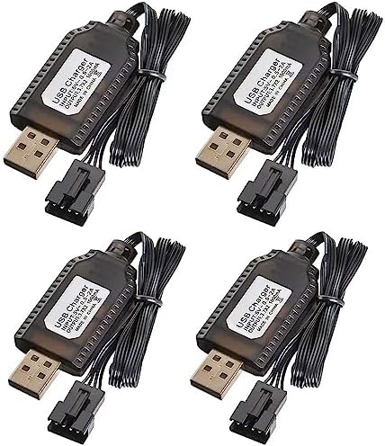 4PCS 7.4V LiPo Battery Charger USB RC Battery Connector Cable with SM ...