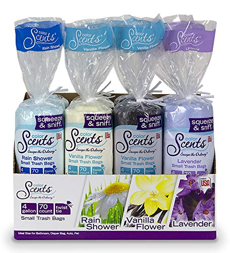 Color Scents Small Trash Bags - 4 Gallon, 840 Total Bags (12 Packs of ...