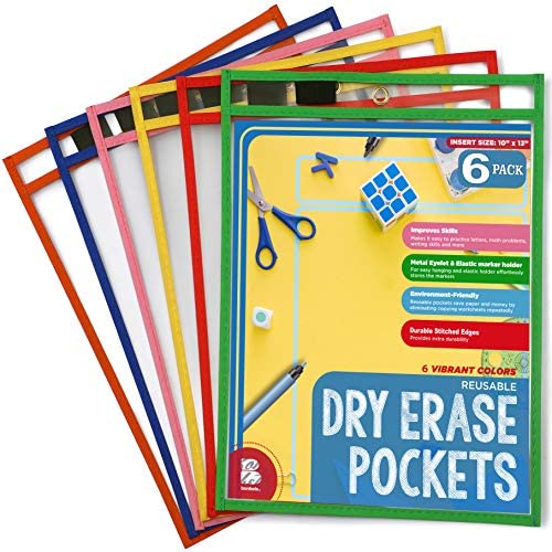 Snapklik.com : BONBELA Dry Erase Pockets - 6 Pack EASYWipeXL Heavy Duty ...