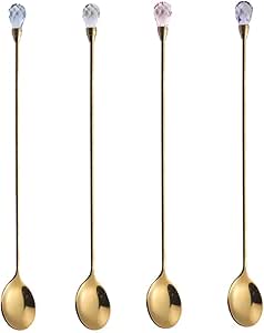 Amazon.com: Spoons 4 Pieces Creative Stainless Steel Spoon Long Handle ...