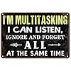 Amazon.com: Bestylez Vintage Sign "I'm Multitasking" Funny Metal Tin ...