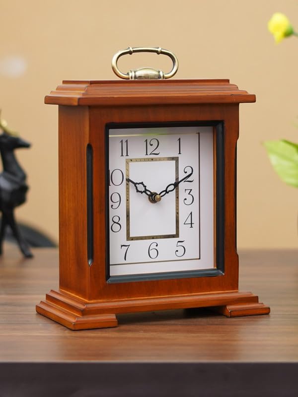 CHRONIKLE Beautiful Brown Wooden Analog English Numbers Rectangular ...