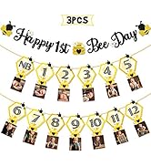 Amazon.com: 3PCS Happy Bee Day Party Decorations, Bumble Honey Bee 1st ...