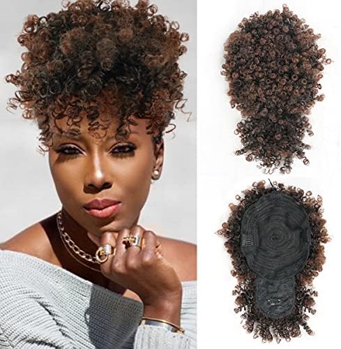 Amazon.com : Afro High Puff Hair Bun Drawstring Ponytail With Bangs ...