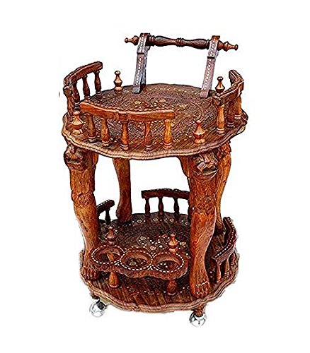 Craftatoz Wine Service Trolley, Service Trolley Handcrafted Round ...