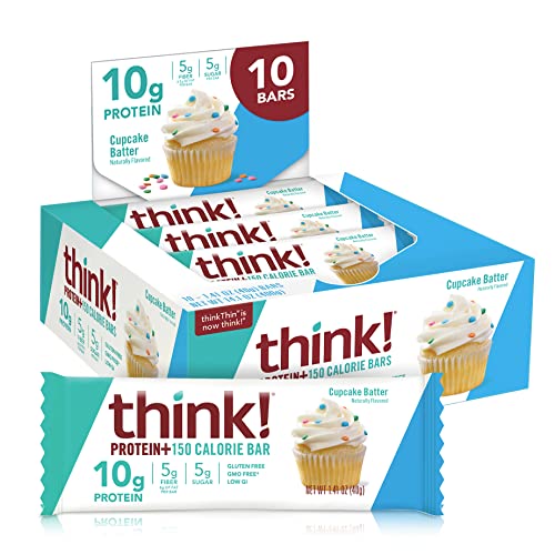 think! Protein Bars with Chicory Root for Fiber, Cupcake Batter, 1.4 Oz ...