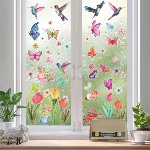 Amazon.com: Horaldaily 50 PCS Spring Window Cling Sticker, Floral ...