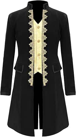 Amazon.com: Crubelon Men Steampunk Medieval vampire Jacket Gothic ...