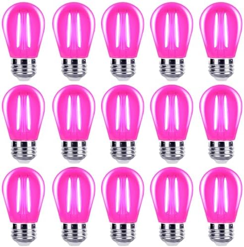 ZHZHLED Pink Light Bulbs S14 LED String Light Replacement Bulbs 2W (20 ...