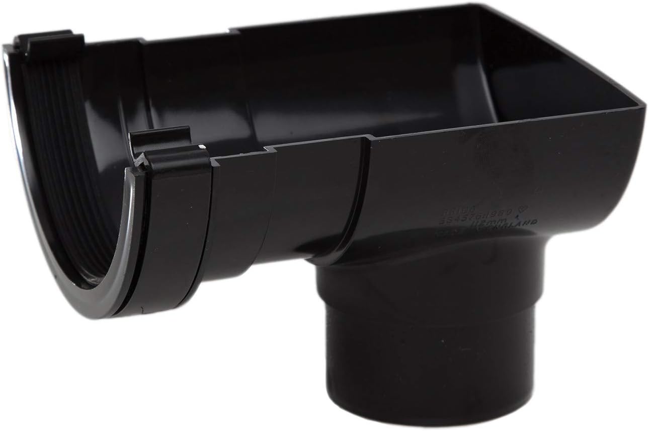 FloPlast Mini Gutter 76mm Black Running Outlet : Amazon.co.uk: DIY & Tools