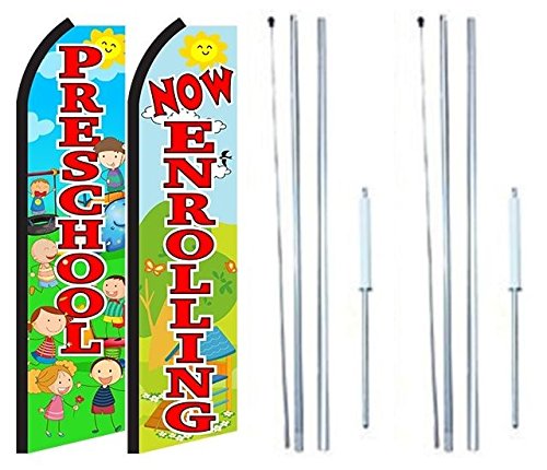 Amazon.com : OnPoint Wares Now Enrolling Preschool King Flags Pack of 2 ...