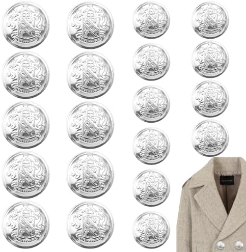 Amazon.com: 20 PCS Metal Blazer Button Set, Silver White Buttons ...