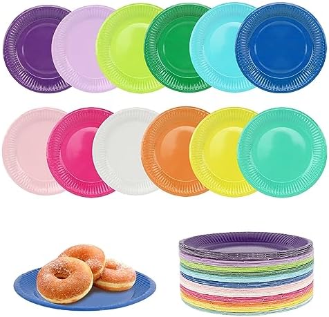 MIYUANGKJ 120 DIY Colorful Paper Plates Colorful Party Papers Plates ...