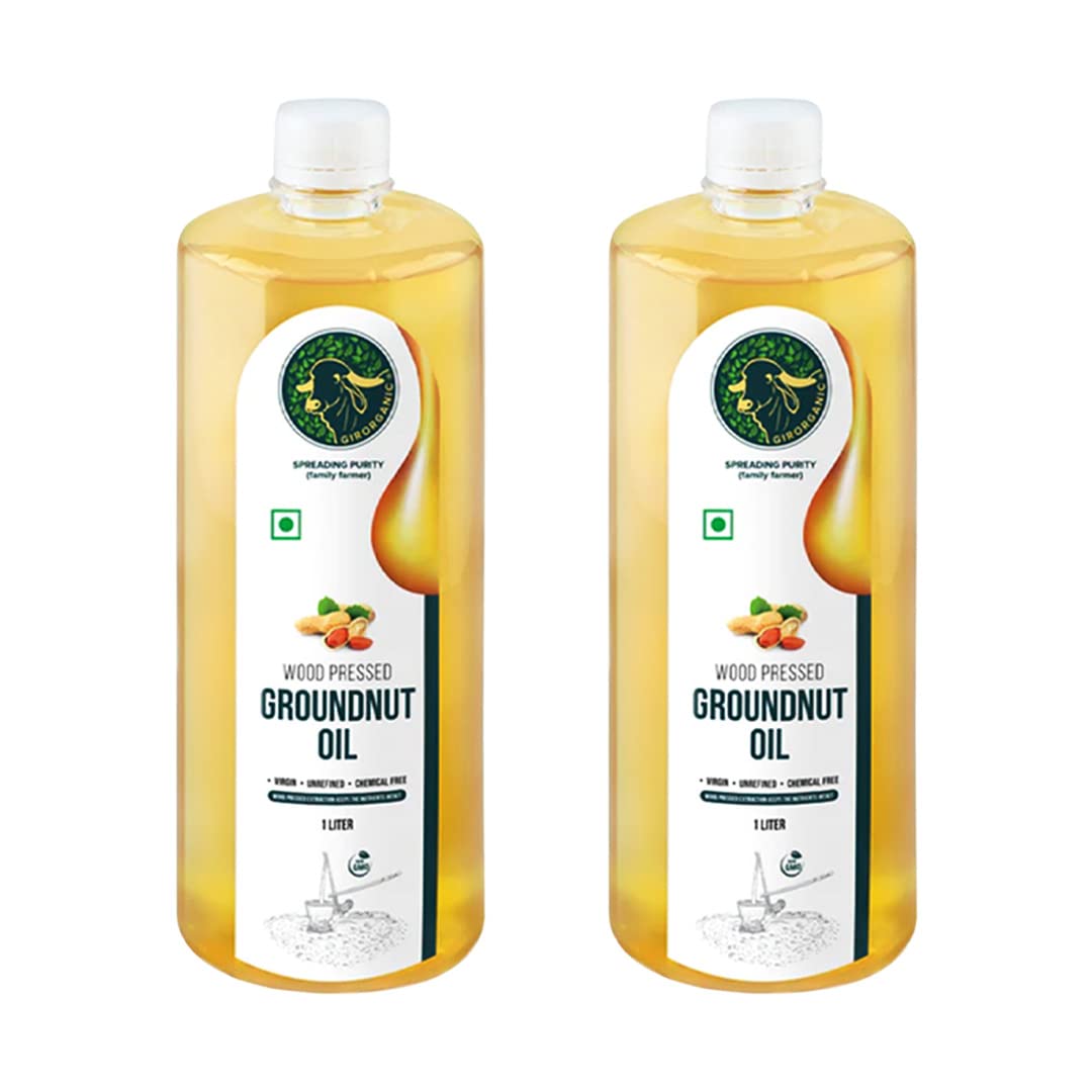GirOrganic Wood Press Groundnut Oil - 1 Litre Plastic (Pack Of 2 ...