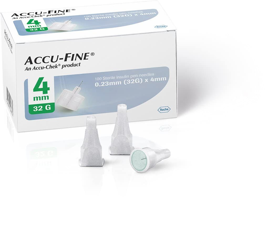 Buy Roche Accu-fine Sterile Injectors for Insulin Pen, 4mm, 32g - 100 ...