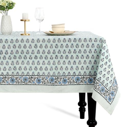 Amazon.com: CPC Tablecloth 100% Cotton 70x118 Inch Indian Block Print ...