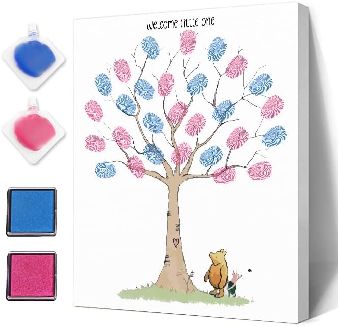Amazon.com: Gender Reveal Fingerprint Tree for Baby Shower, Bear Baby ...