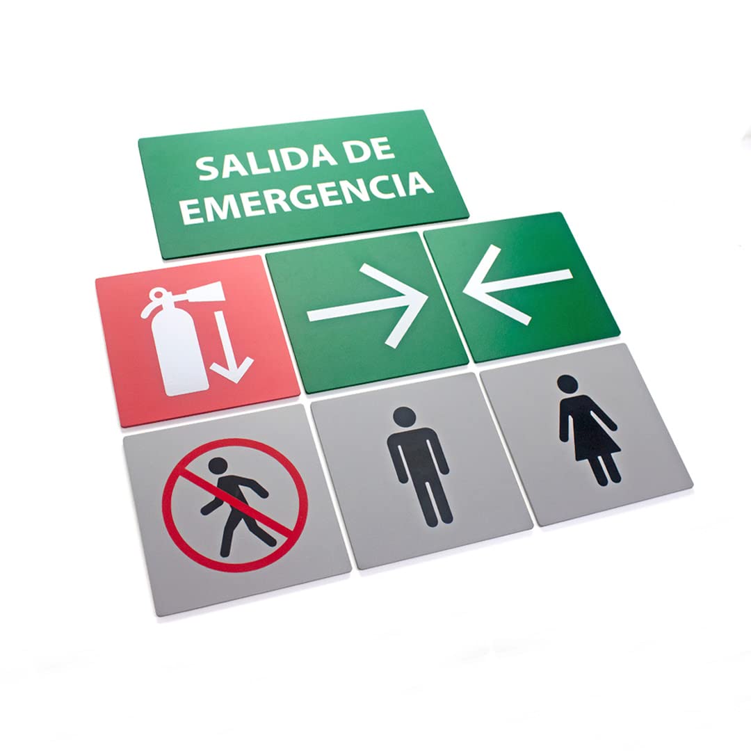 Paquete de señales de seguridad (7 pzs) modernos y resistentes ...