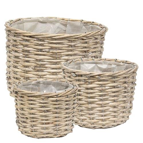 Amazon.com: 3/Set Graywashed Willow Planter Baskets : Patio, Lawn & Garden