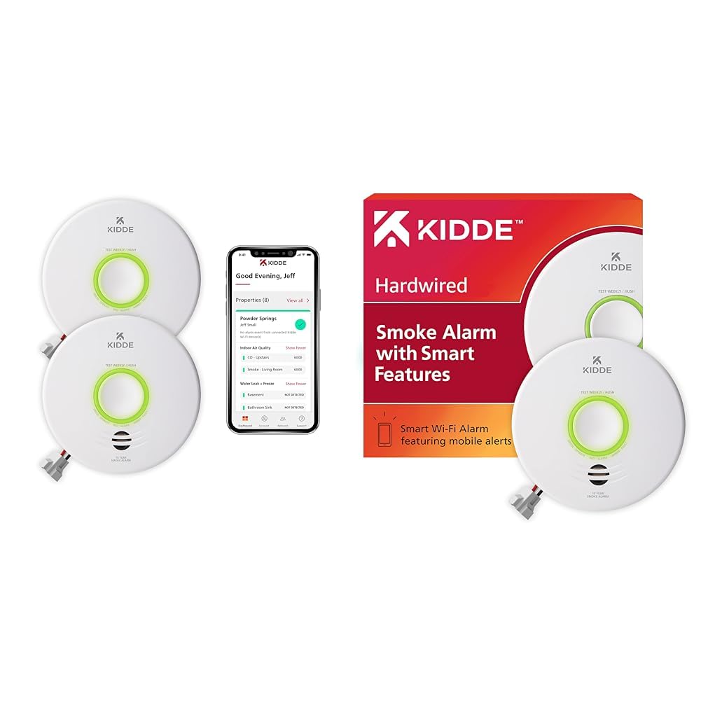 Kidde Smart Smoke Detector, WiFi, Alexa Compatible Device, Hardwired w ...